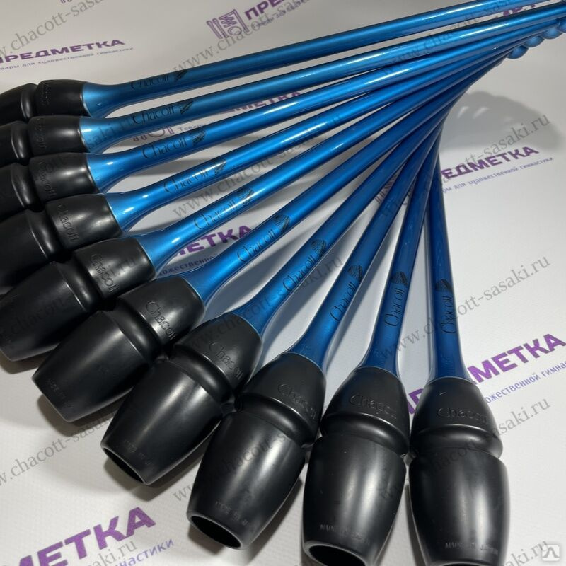 Булавы гимнастические Chacott Hi-grip 45,5 см, черно-голубые 123 купить в Москве
